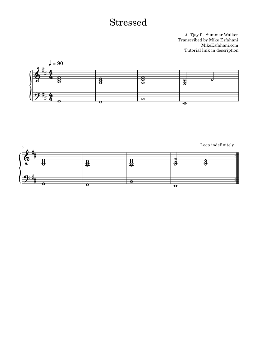 Stressed - Lil Tjay Sheet Music for Piano (Solo) Easy | MuseScore.com