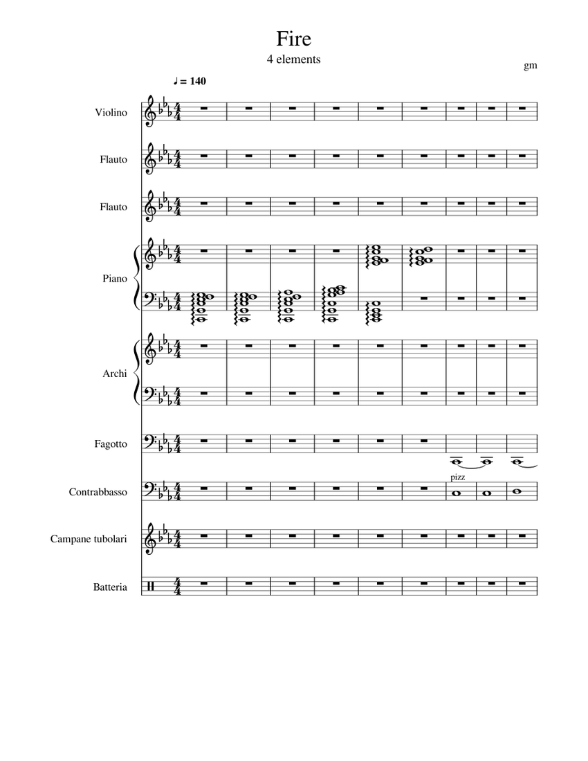Fire Sheet music for Piano, Flute, Bassoon, Contrabass & more ...