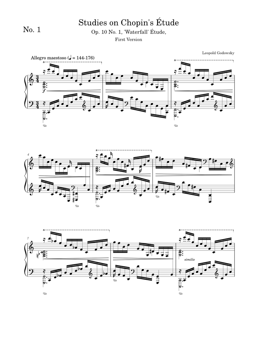 Study No. 1 on Chopin's Étude (Op. 10 No. 1) – Leopold Godowsky Sheet music for Piano (Solo ...
