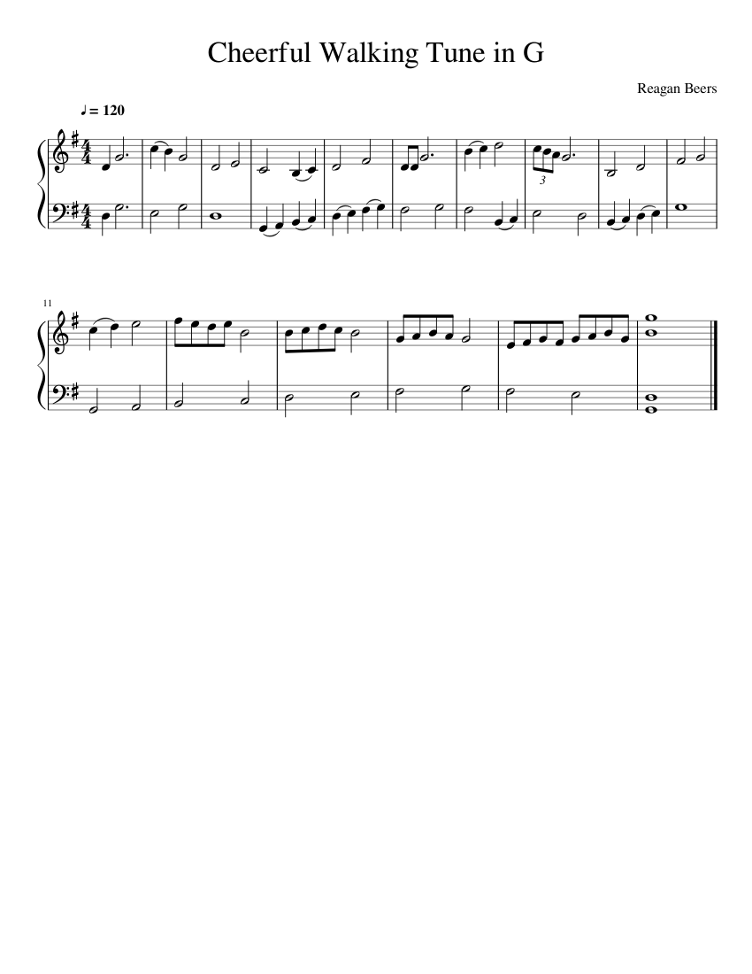 Cheerful Walking Tune in G Sheet music for Piano (Solo) | Musescore.com