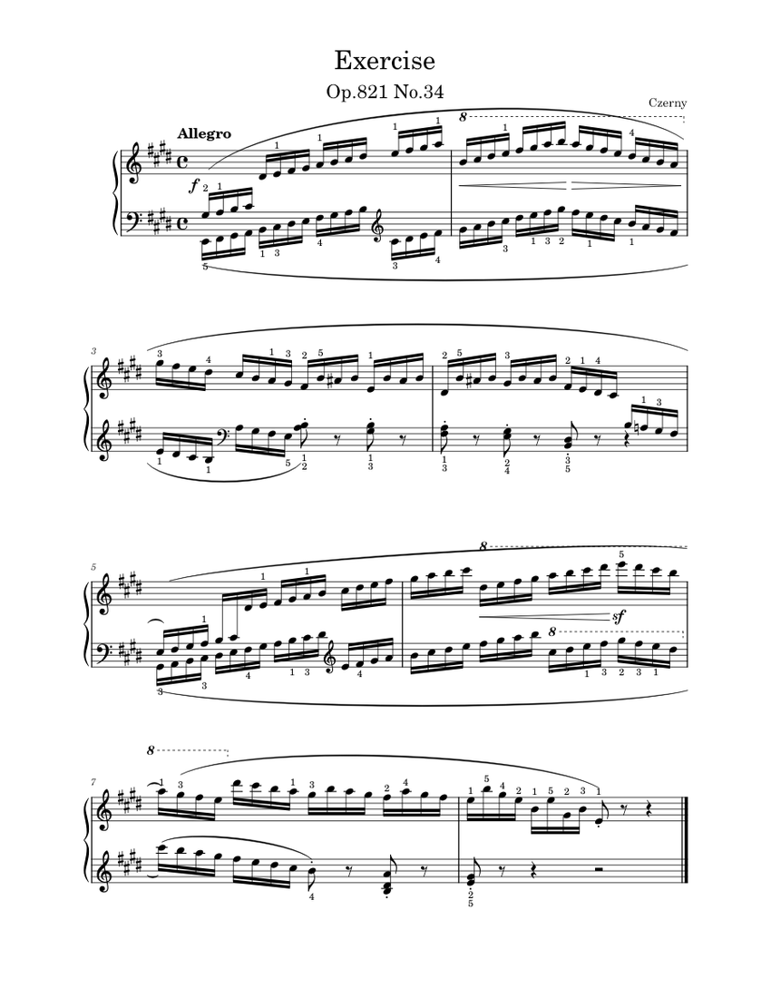 Exercise Op.821 No.34 - Czerny Sheet music for Piano (Solo) | Musescore.com
