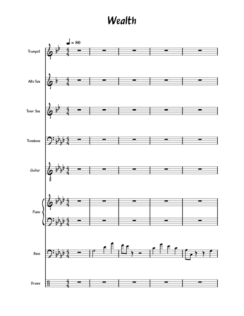 Wealth Sheet music for Piano, Trombone, Saxophone alto, Saxophone tenor ...