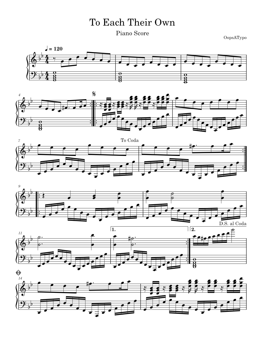 To Each Their Own Sheet music for Piano (Solo) | Musescore.com