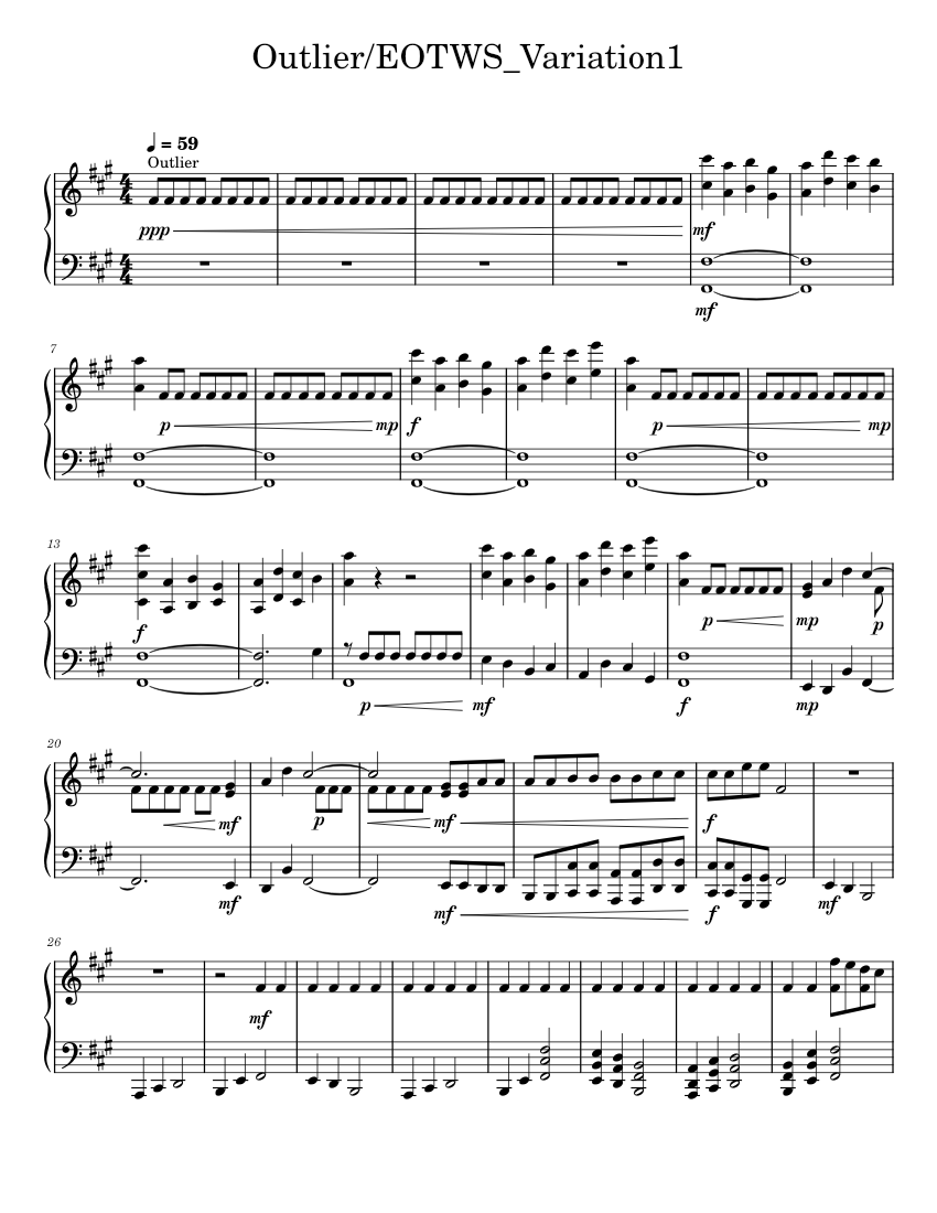 Outlier/EOTWS_Variation1 - 65daysofstatic Sheet Music for Piano (Solo ...