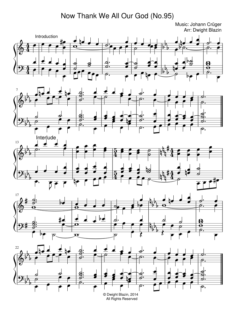 Now Thank We All Our God (No.95) Sheet music for Organ (Solo ...