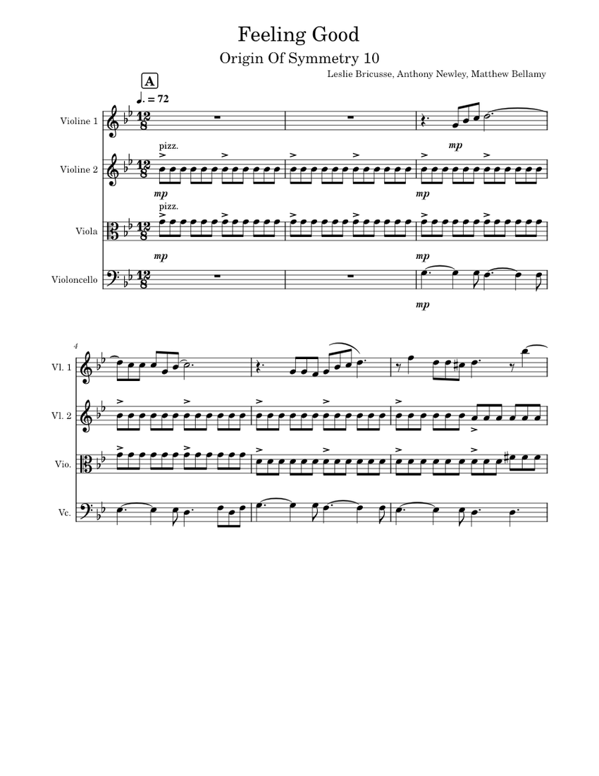 Muse - Feeling Good Sheet music for Violin, Viola, Cello (String ...