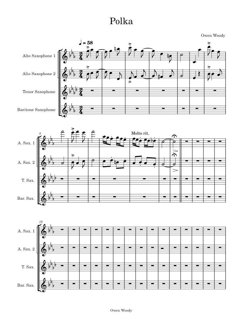 Polka Sheet music for Saxophone alto, Saxophone tenor, Saxophone ...