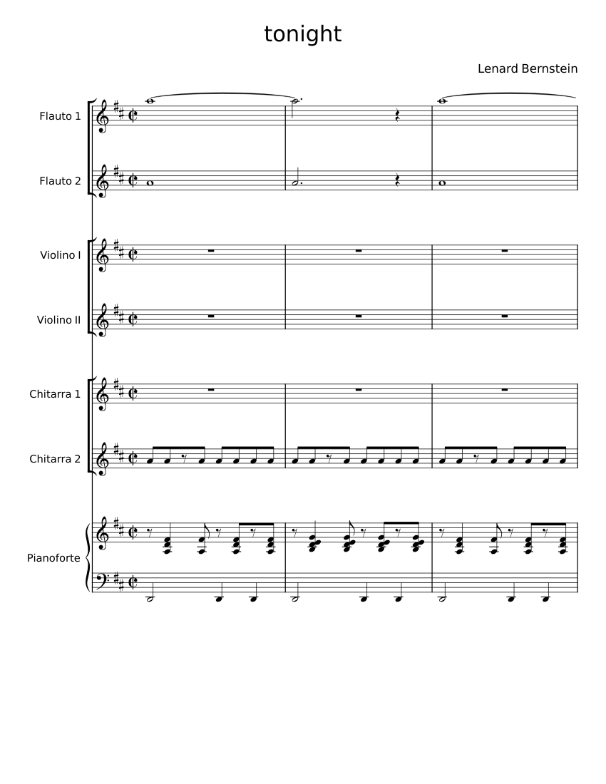 Tonight - Leonard Bernstein Sheet music for Piano, Flute, Violin ...