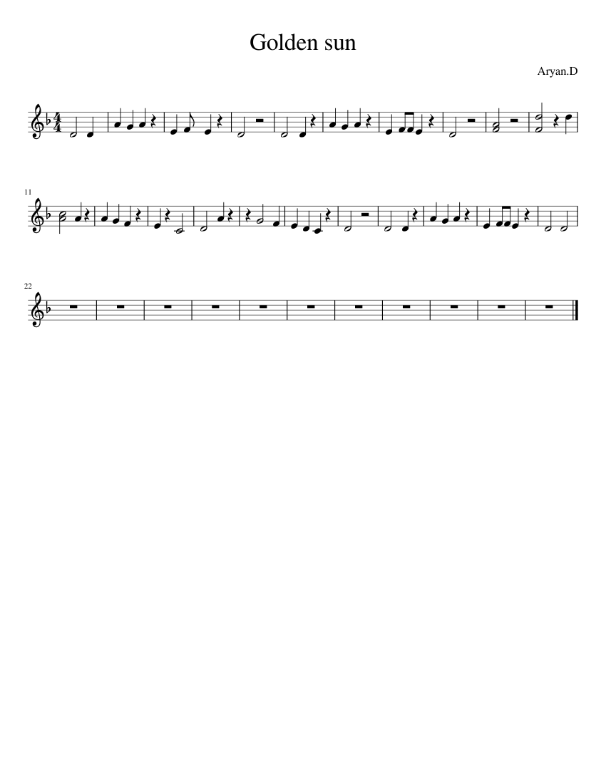 Golden sun Sheet music for Piano (Solo) Easy | Musescore.com