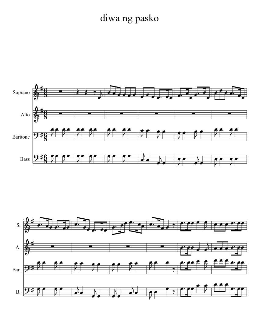 Diwa ng pasko Sheet music for Bass guitar (Solo) | Musescore.com