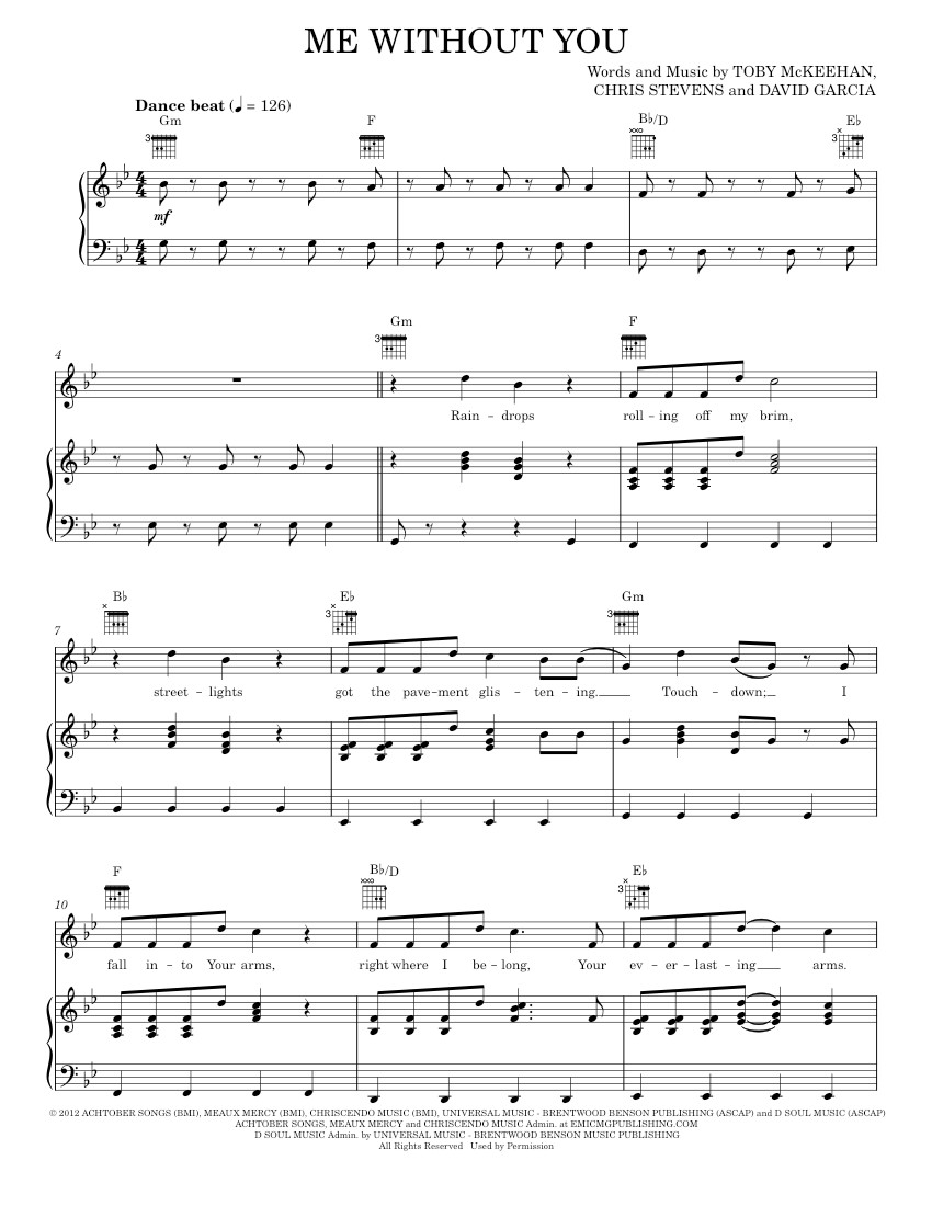 Play Official version of Me without you sheet music by TobyMac for ...