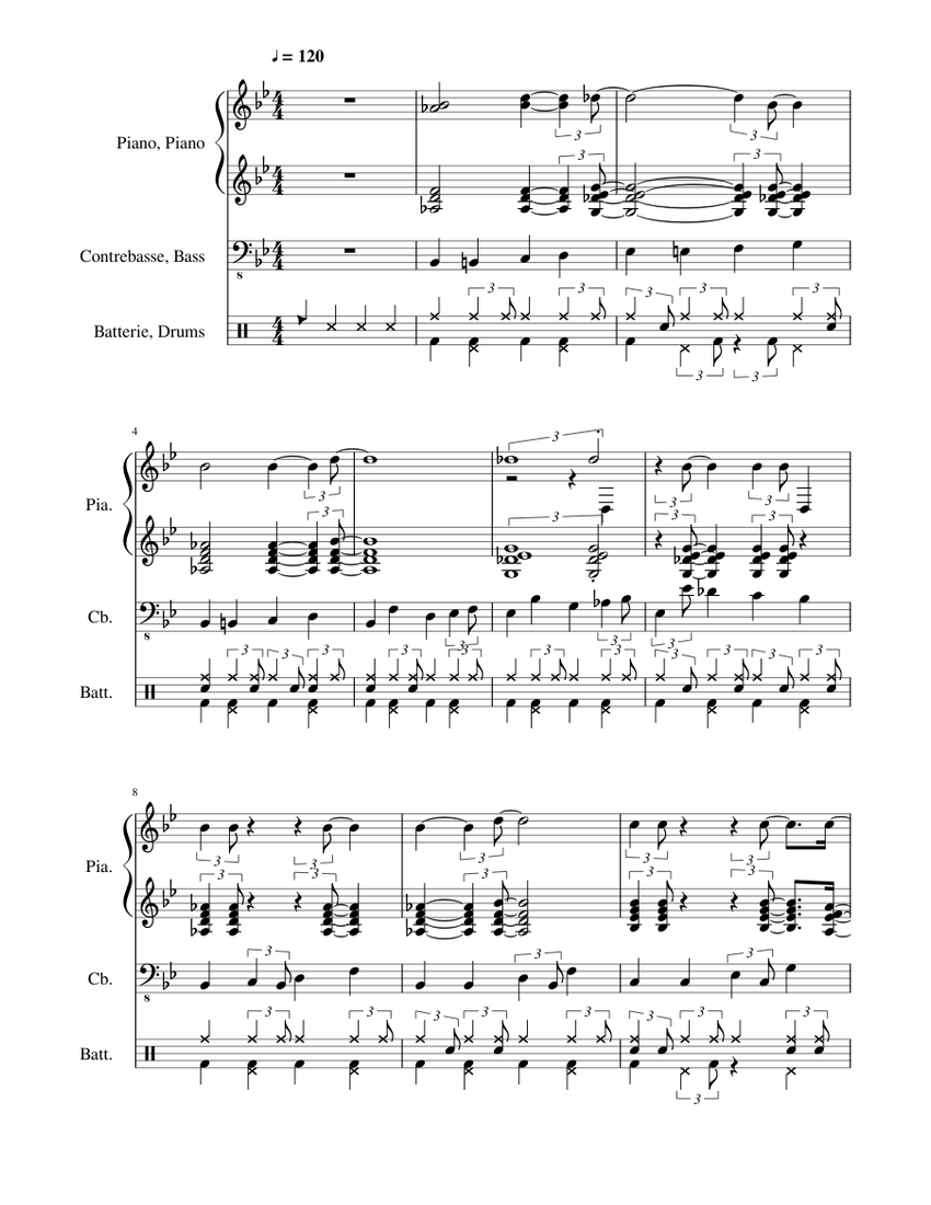 Tenor_Madness Sheet music for Piano, Contrabass, Drum group (Mixed Trio ...
