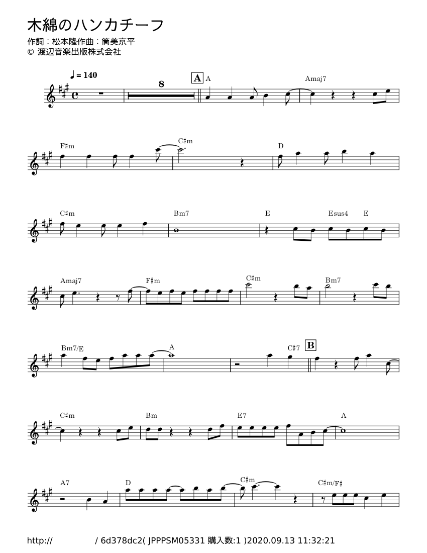Momen No Handkerchief - Hiromi Ota Sheet Music for Piano (Solo) Easy ...
