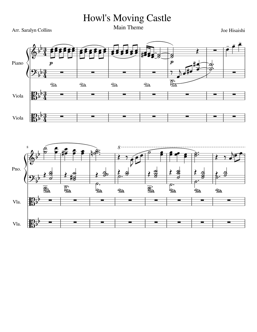 Howl's Moving Castle Sheet music for Piano, Viola (Mixed Trio ...