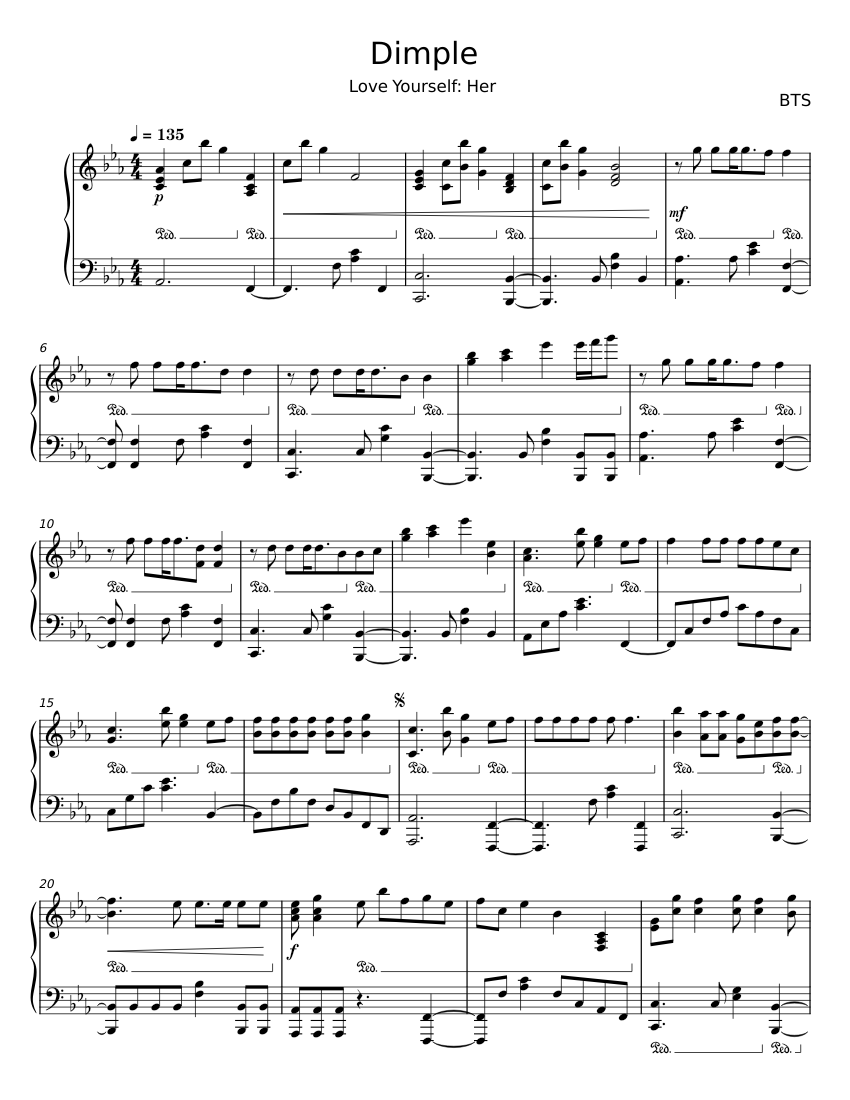 Dimple - BTS Sheet music for Piano (Solo) | Musescore.com