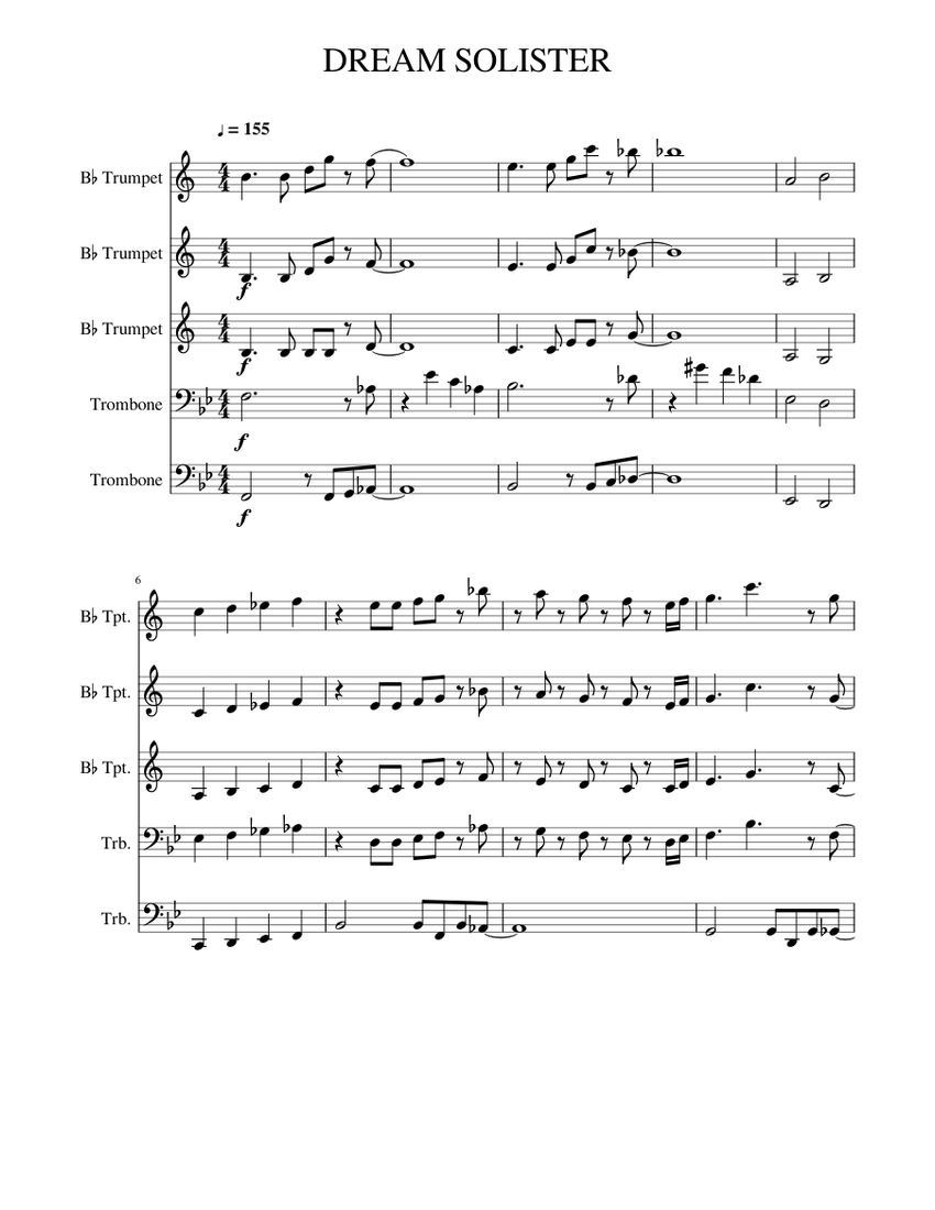 Dream Solister Sheet music for Trombone, Trumpet other (Mixed Quintet ...