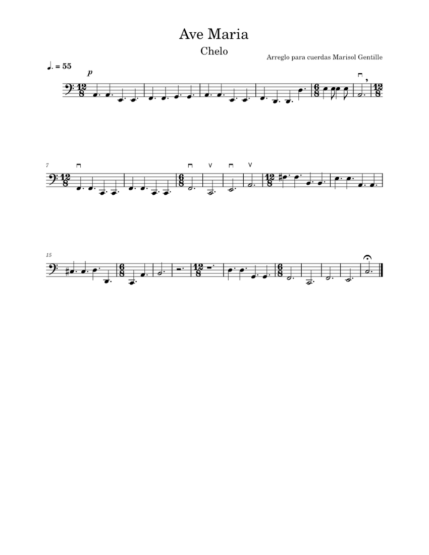 Ave Maria Chelo Sheet music for Piano (String Ensemble) Easy ...