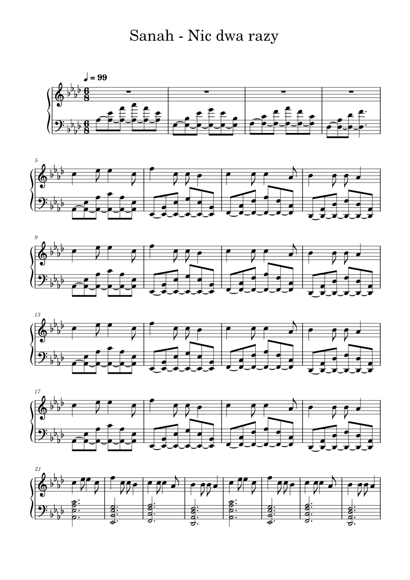 "Nic dwa razy" (W. Szymborska) – Sanah Sheet music for Piano (Solo) Easy | Musescore.com