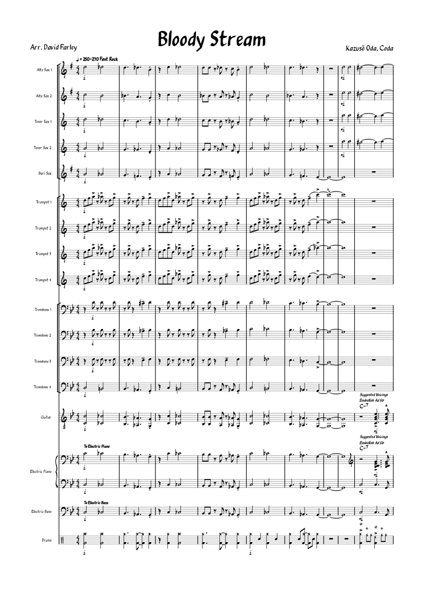 Bloody Stream Big Band Sheet Music with Chords for Piano, Trombone ...