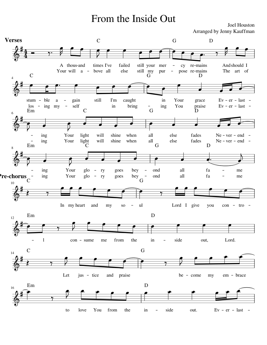 From the Inside Out Sheet music for Piano (Solo) Easy | Musescore.com