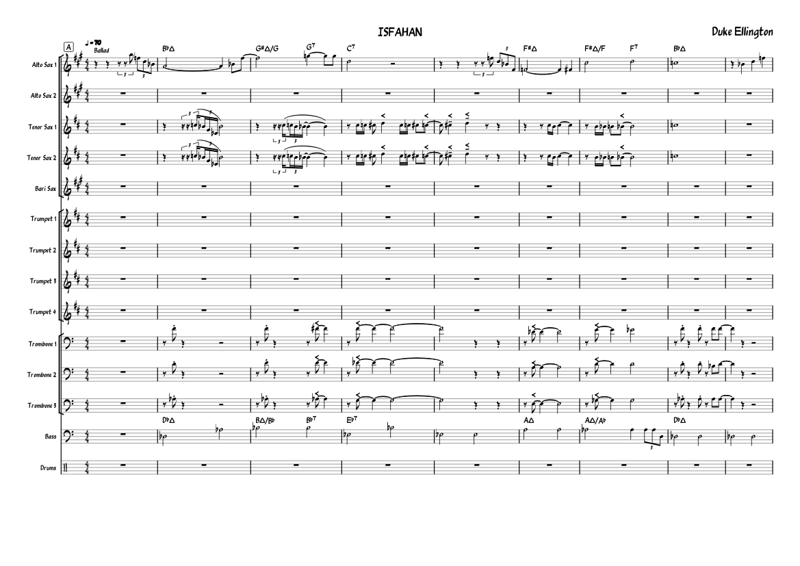 ISFAHAN Sheet Music with Chords for Trombone, Saxophone alto, Saxophone ...