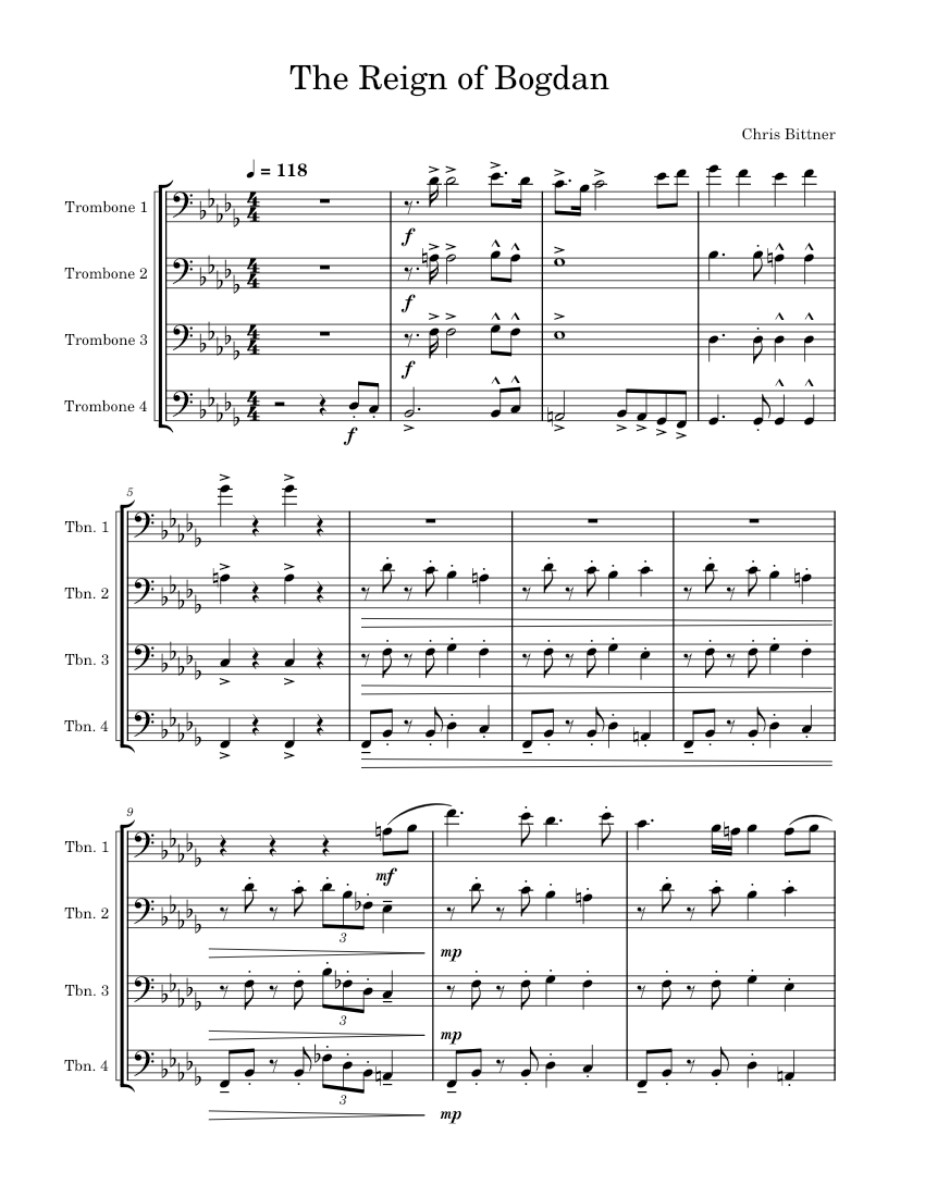 The Reign of Bogdan Sheet music for Trombone (Brass Ensemble ...