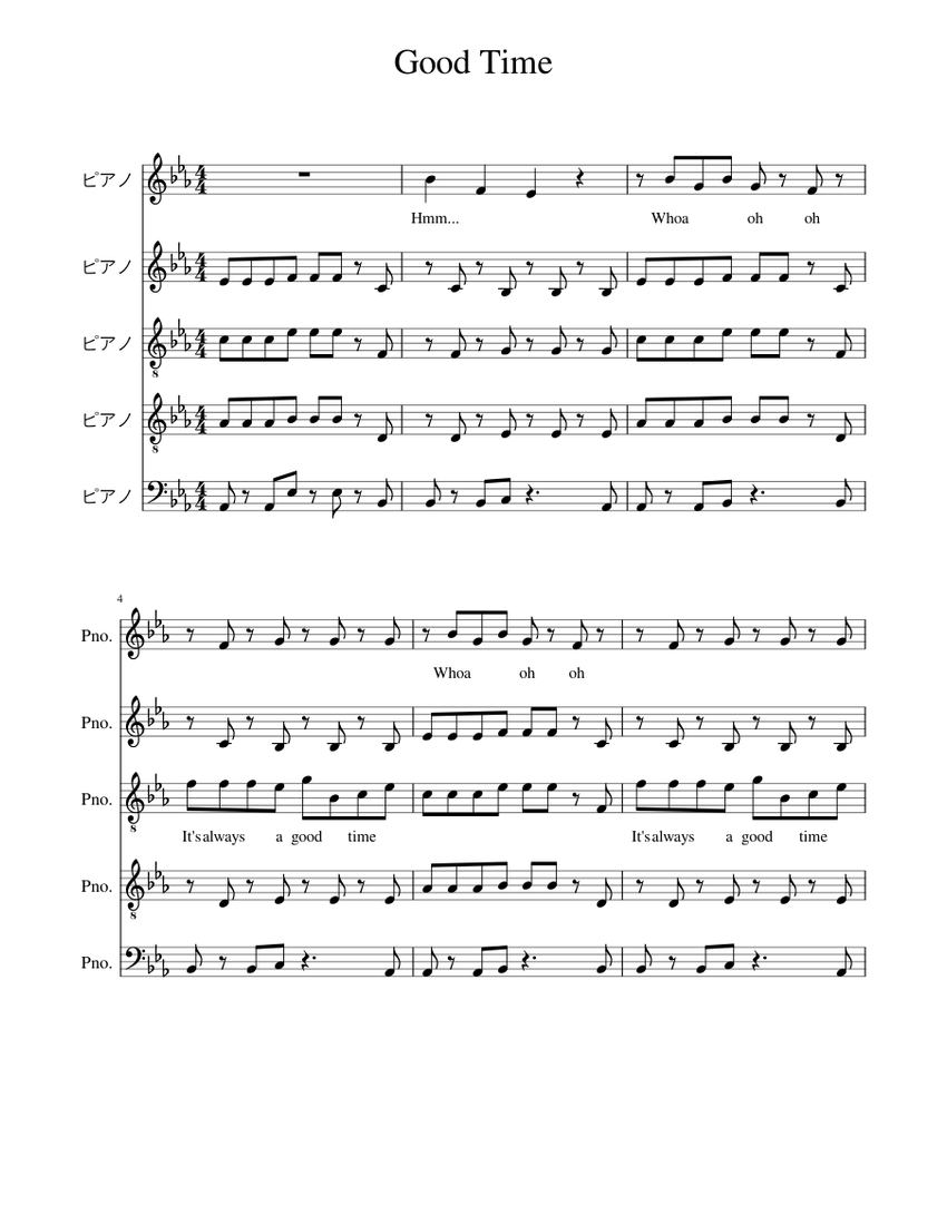 Good Time Sheet music for Piano (Mixed Quintet) | Musescore.com