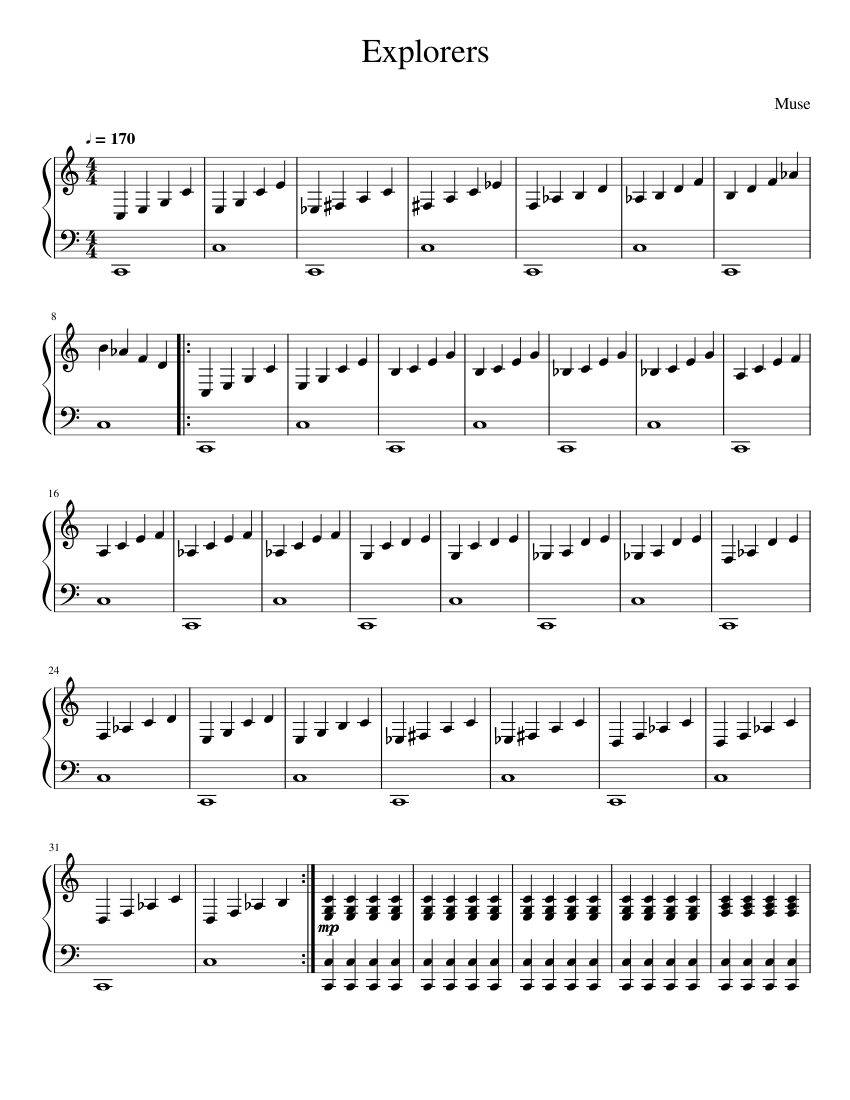 Explorers - Muse Sheet music for Piano (Solo) | Musescore.com