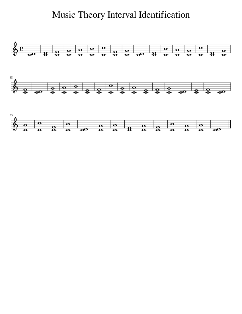 Music Theory Interval Identification Sheet music for Piano (Solo) Easy ...