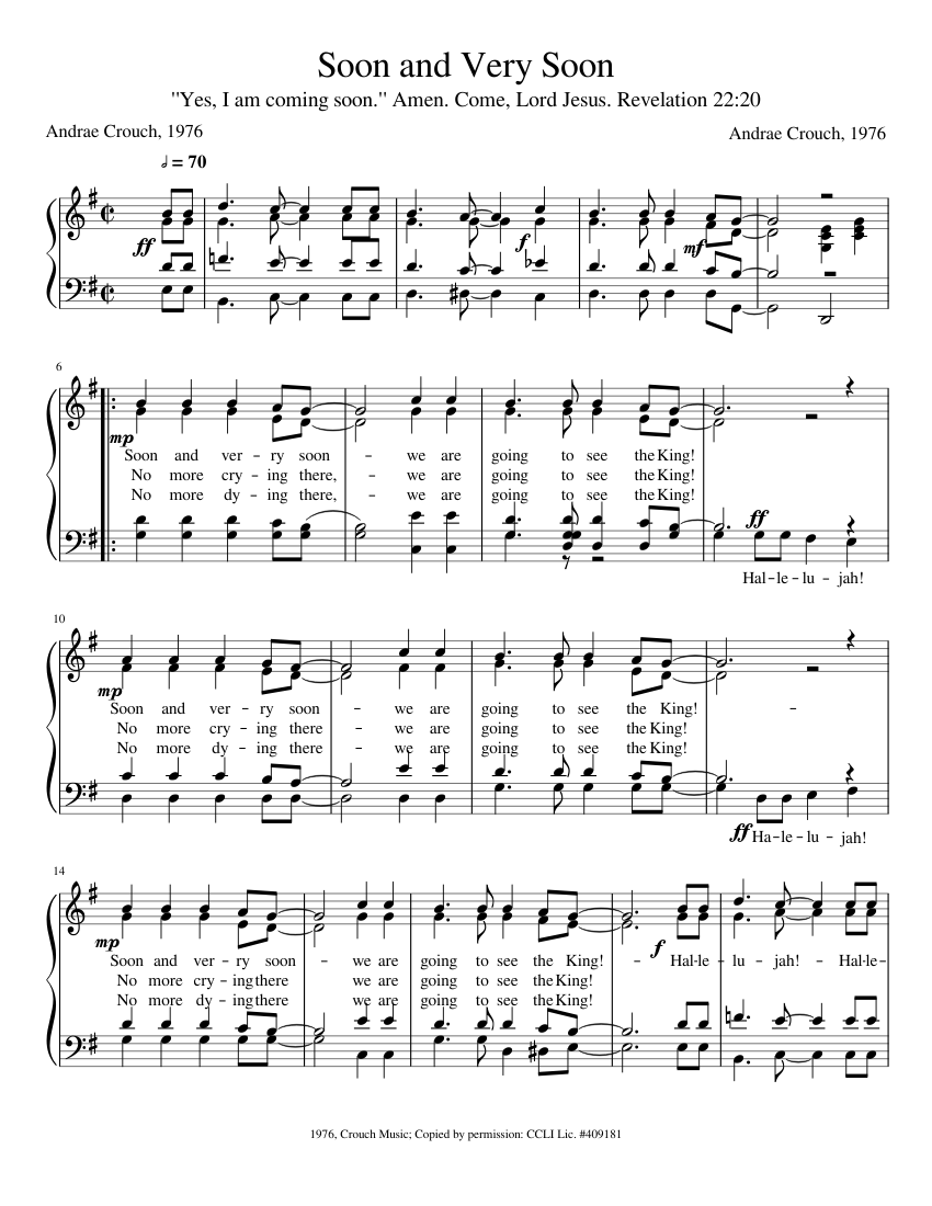 Soon and Very Soon Sheet music for Piano (Solo) Easy | Musescore.com