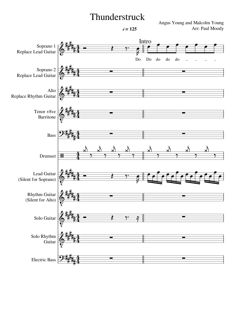 Thunderstruck Sheet music for Soprano, Alto, Tenor, Bass voice & more ...
