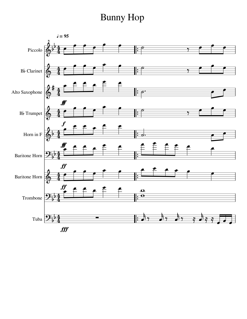 Bunny Hop Sheet music for Trombone, Tuba, Trumpet, Clarinet, Oboe ...