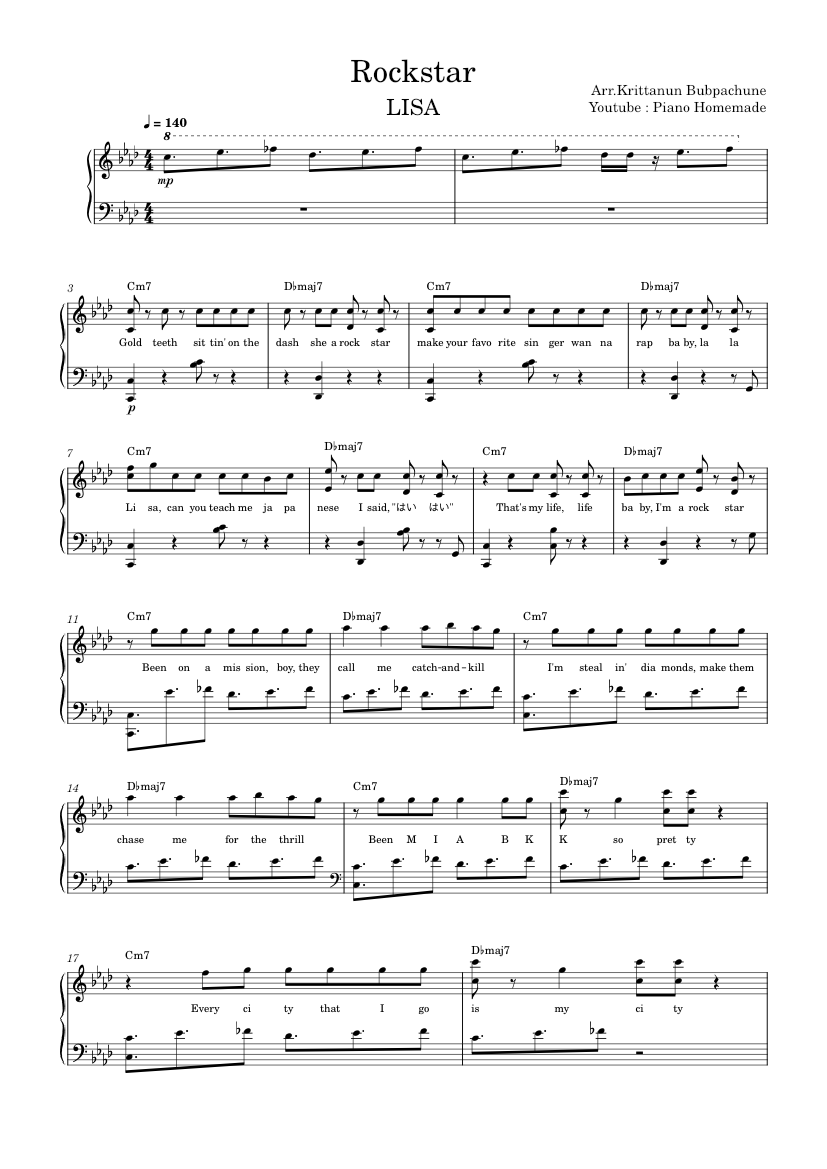Rockstar Sheet Music with Chords for Piano (Solo) | MuseScore.com