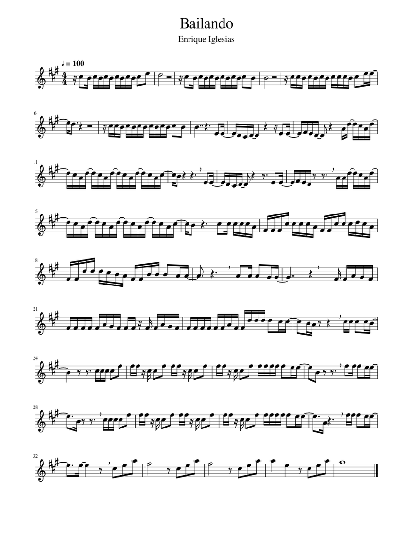 Bailando Enrique iglesias Sheet music for Clarinet in b-flat (Solo ...