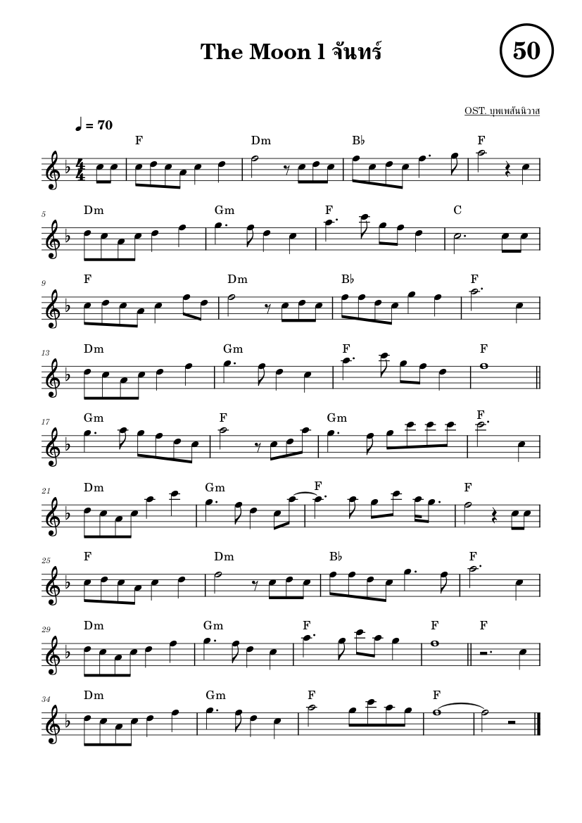 The Moon – บุพเพสันนิวาส OST Sheet music for Piano (Solo) Easy ...
