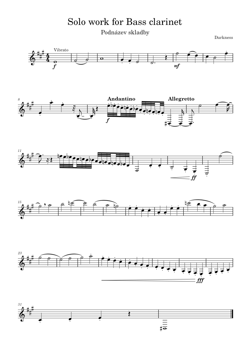 Solo work for Bass clarinet Sheet music for Clarinet other (Solo) | Musescore.com