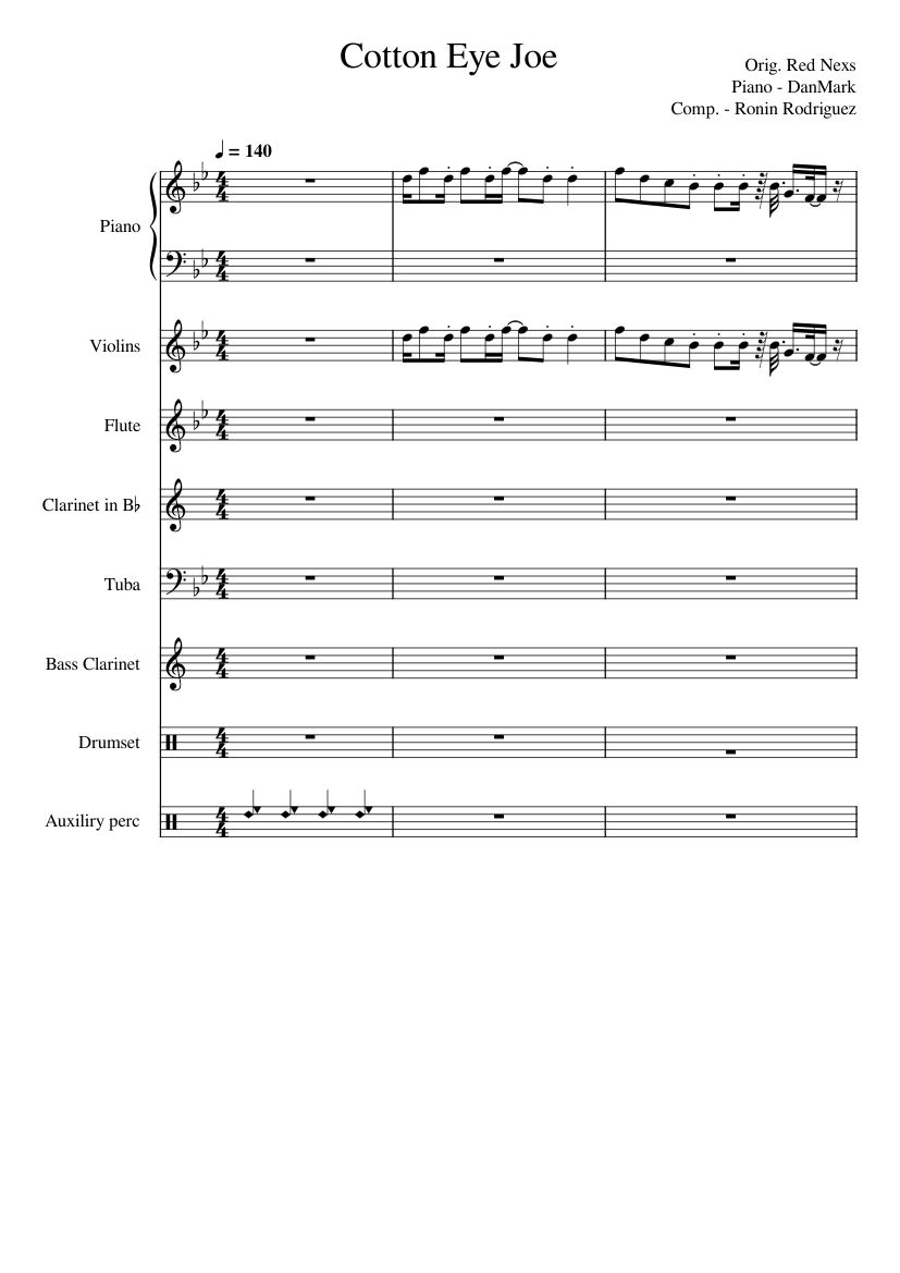 Cotton Eye Joe - Trad. (Danmark) Sheet music for Piano, Tuba, Flute ...