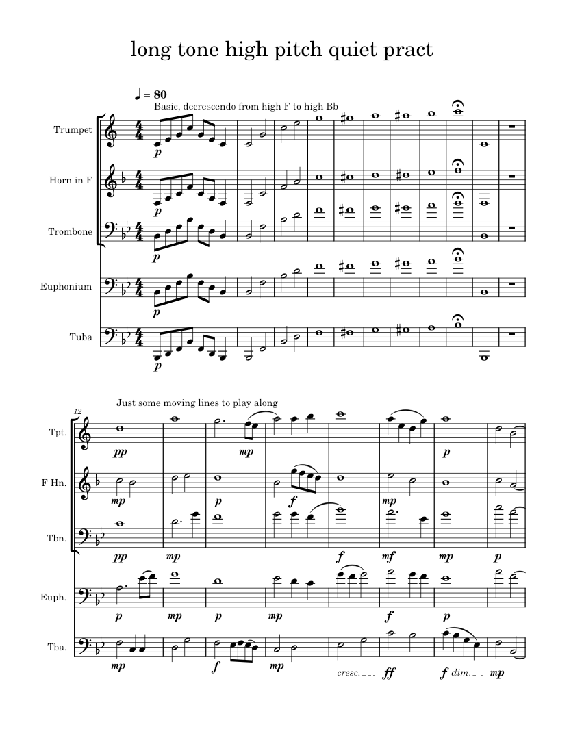 Brass Long Tones: Trumept, French Horn, Trombone, Euphonium, and Tuba ...