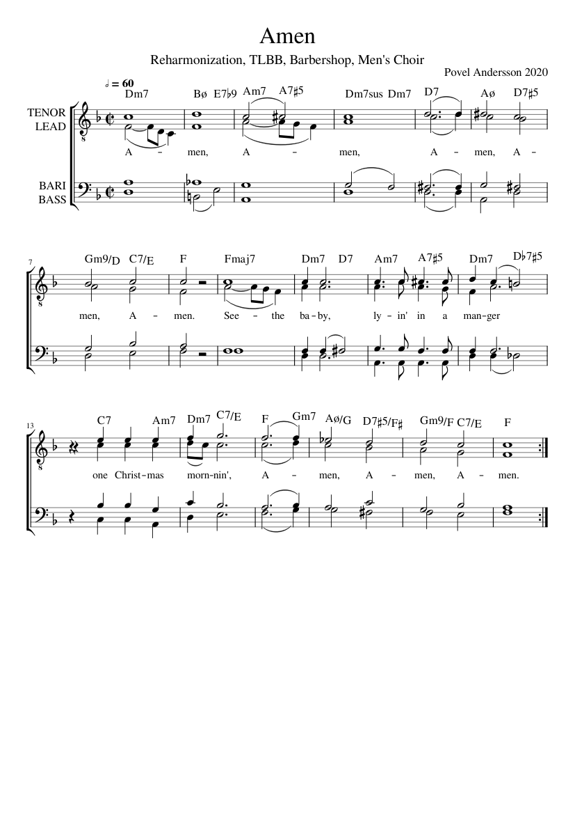 Amen (Traditional Gospel, TLBB, Reharmonization) Sheet Music with ...