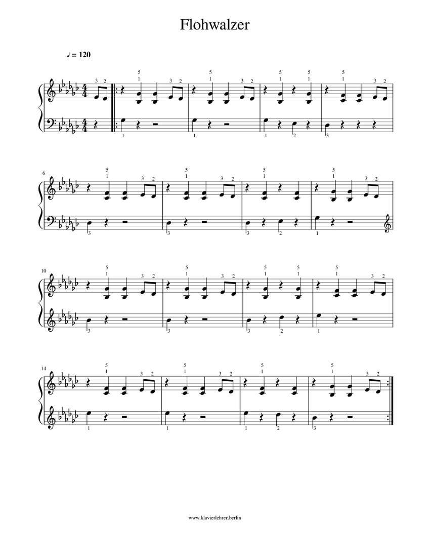 Flohwalzer short for Piano Solo Sheet music for Piano (Solo) | Download ...