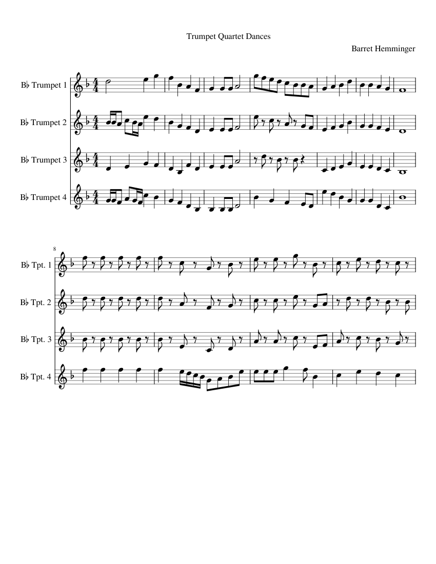 Trumpet Quartet Sheet music for Trumpet in b-flat (Mixed Quartet ...