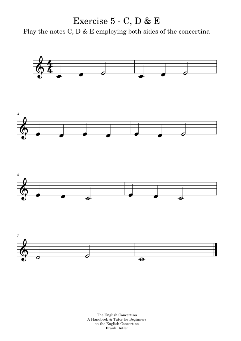 Exercise 5 - C, D & E Sheet music for Accordion (Solo) | Musescore.com