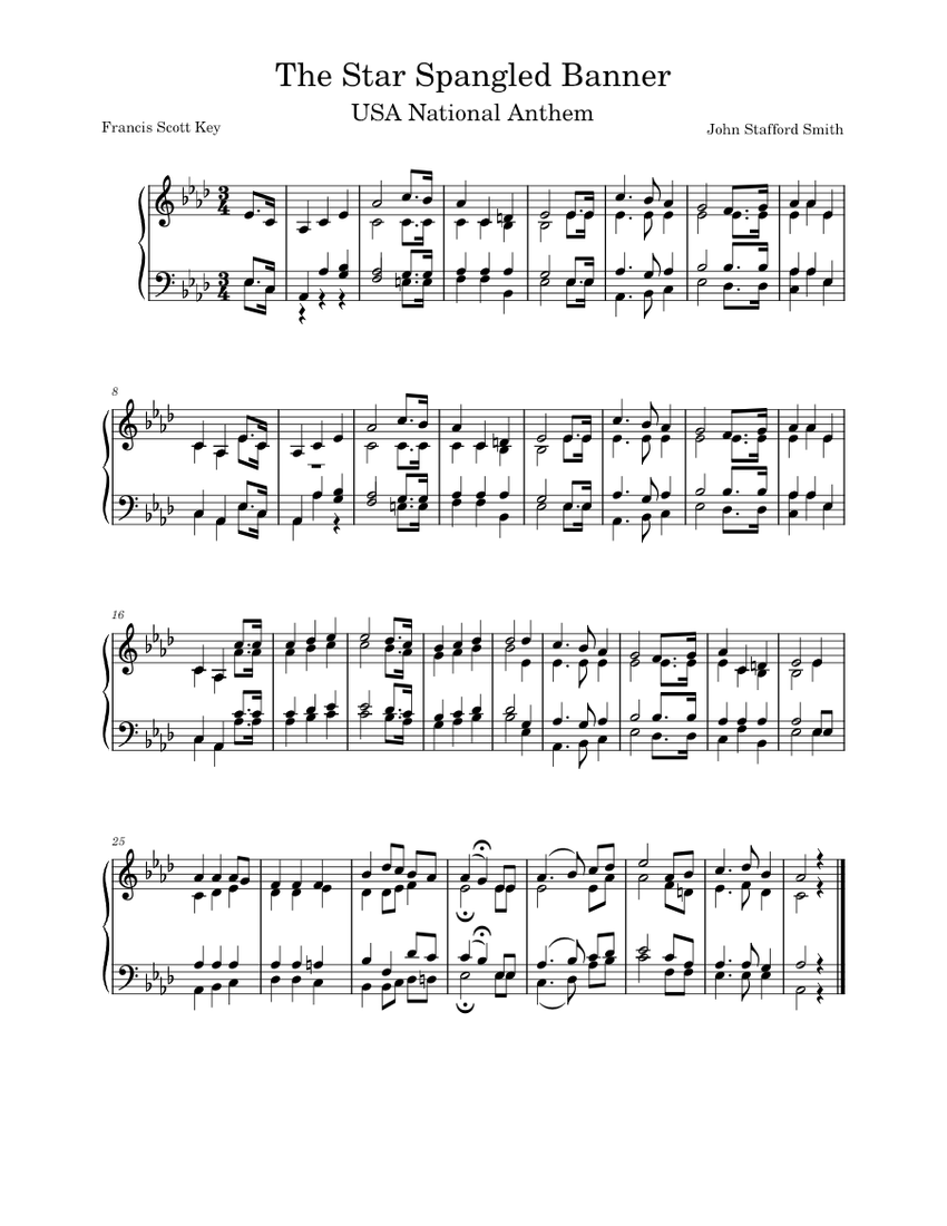 The Star Spangled Banner Sheet music for Piano (Solo) | Musescore.com