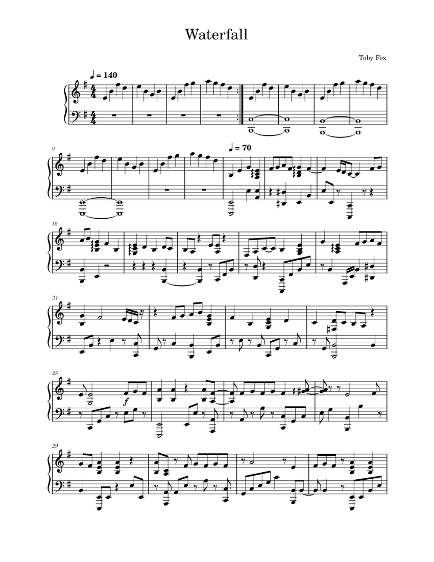 Waterfall – Toby Fox Amosdoll Music Sheet music for Piano (Solo) | Musescore.com