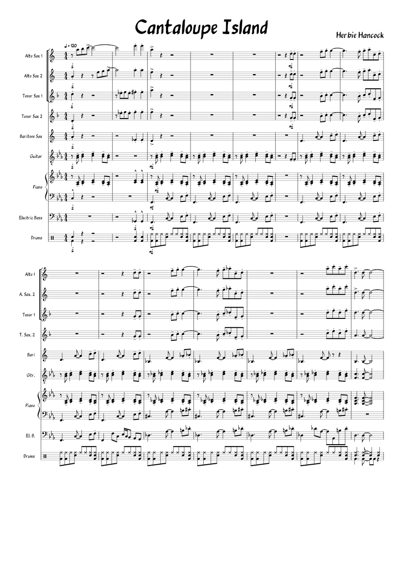Cantaloupe Island - Herbie Hancock Sheet music for Piano, Saxophone alto, Saxophone tenor ...