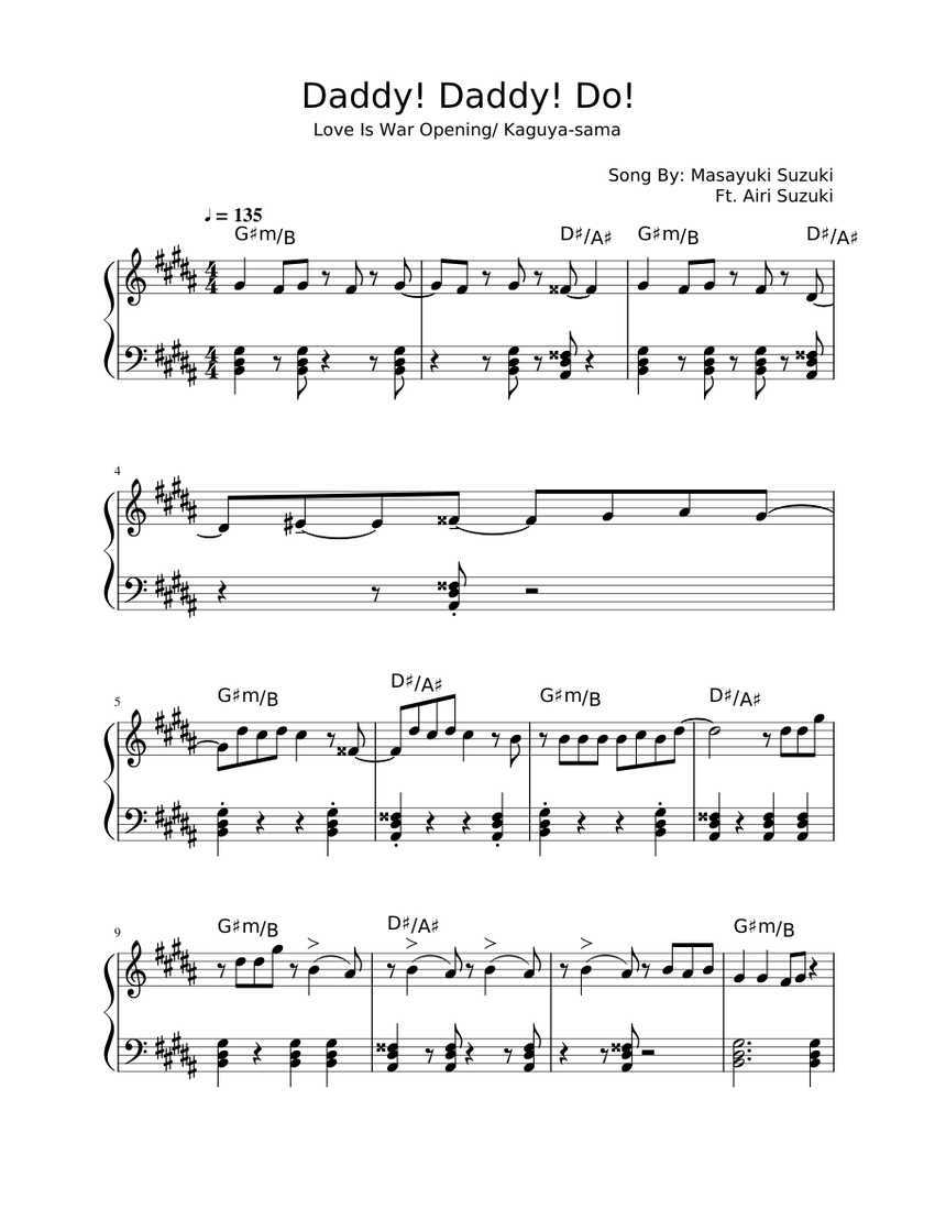 Daddy! Daddy! Do! Kaguya-sama Love Is War Sheet music for Piano (Solo ...