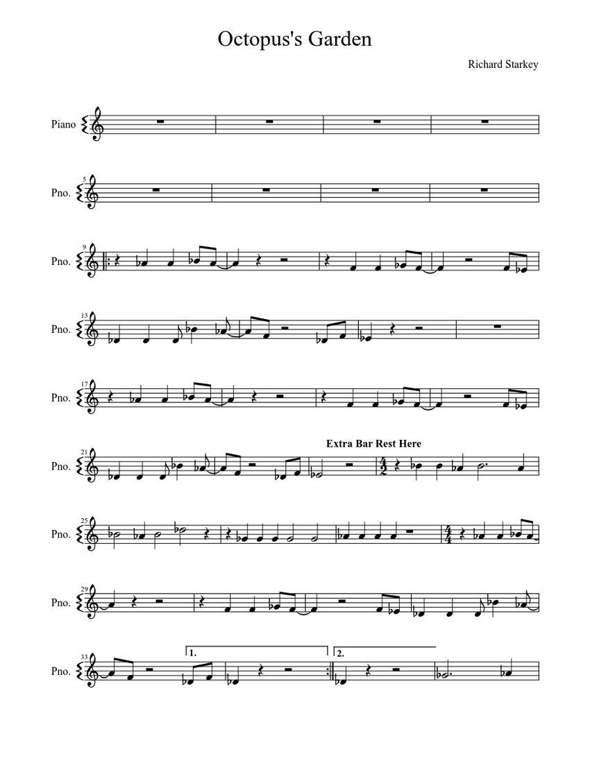 Octopus's Garden for Alto Saxophone by DeepInTheSand Sheet music for ...