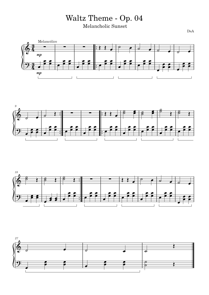 Waltz Theme - Op. 04 Sheet music for Piano (Solo) Easy | Musescore.com