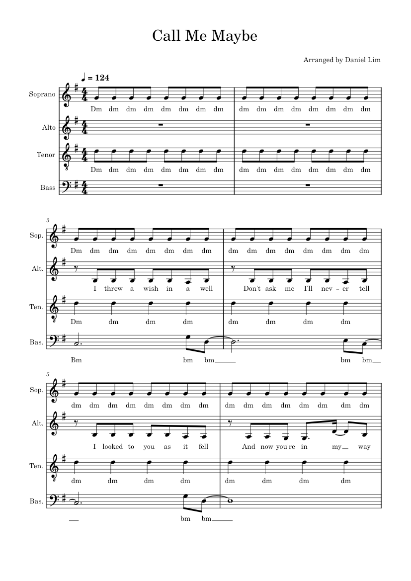 Call me maybe – Carly Rae Jepsen Call me maybe (A capella) Sheet music ...