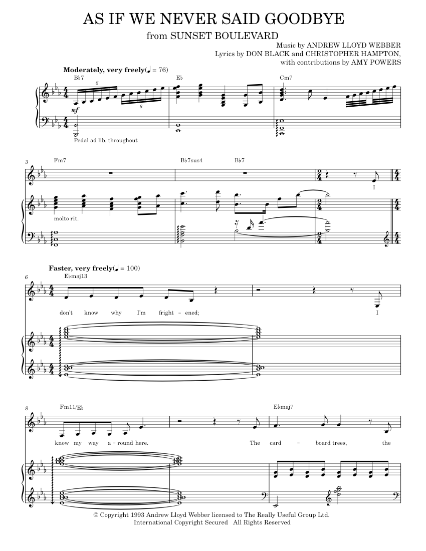 Play Official version of As If We Never Said Goodbye (from Sunset Boulevard) sheet music by ...